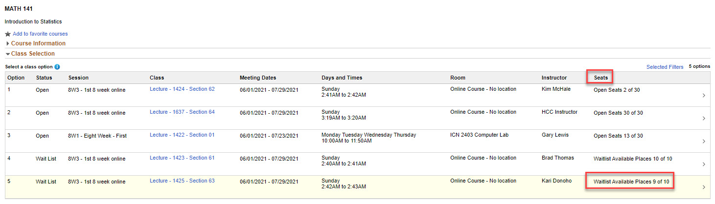 Course Wait List Instructions | Heartland Community College